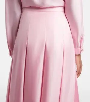 Gucci Pleated Silk Twill Midi Skirt
