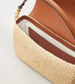 Valentino Garavani Alltime Raffia-effect Shoulder Bag - Beige