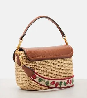 Valentino Garavani Alltime Raffia-effect Shoulder Bag - Beige