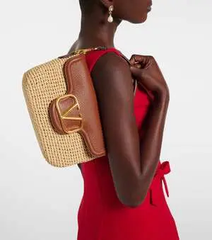 Valentino Garavani Alltime Raffia-effect Shoulder Bag
