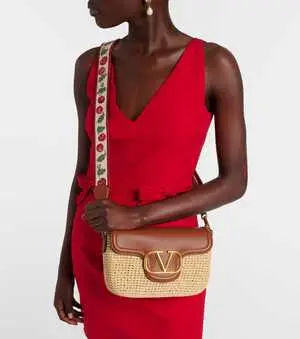 Valentino Garavani Alltime Raffia-effect Shoulder Bag