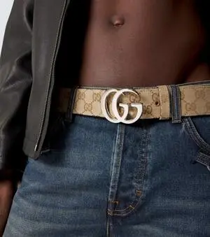 Gucci Flat Marmont Gg Canvas Belt