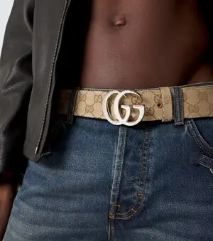 Gucci Flat Marmont Gg Canvas Belt - Beige