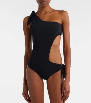 Gucci One-shoulder Cutout Swimsuit With Bow Detail