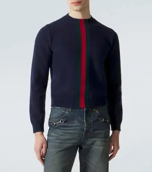 Gucci Web Stripe Wool Sweater - Blue