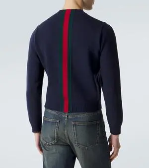 Gucci Web Stripe Wool Sweater - Blue