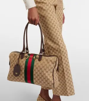 Gucci Large Gg Canvas Duffle Bag - Beige