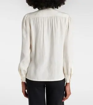 Gucci Interlocking G Silk Crêpe Satin Blouse - White
