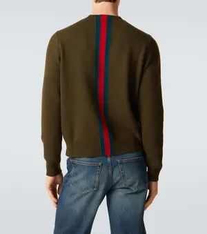 Gucci Web Stripe Wool Crewneck Sweater - Green