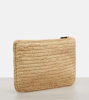 Valentino Garavani Vlogo Raffia Pouch - Beige