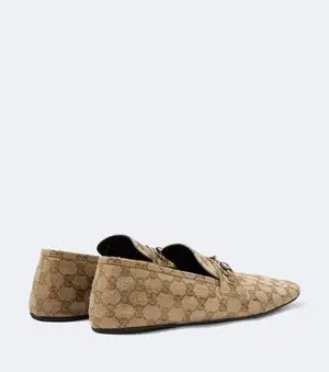 Gucci Horsebit Gg Canvas Loafers - Beige