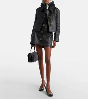 Gucci Double G Leather Miniskirt