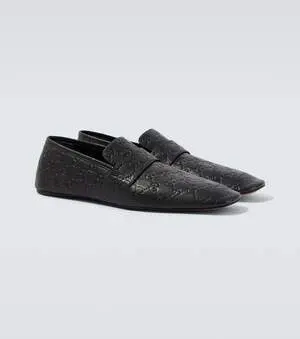Gucci Gg Embossed Leather Loafers