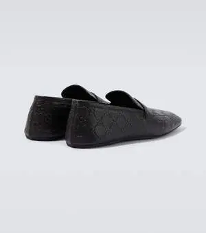 Gucci Gg Embossed Leather Loafers
