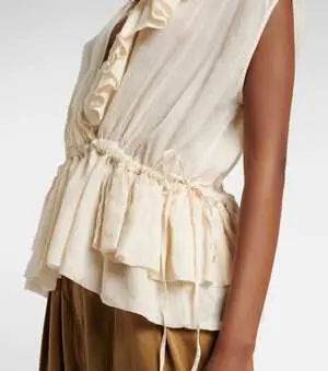 Dries Van Noten Ruffled Peplum Ramie Top