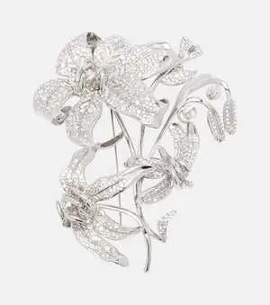 Gucci Floral Crystal-embellished Brooch - Silver