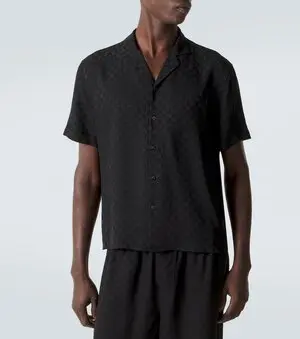 Gucci Gg Silk Jacquard Bowling Shirt - Black