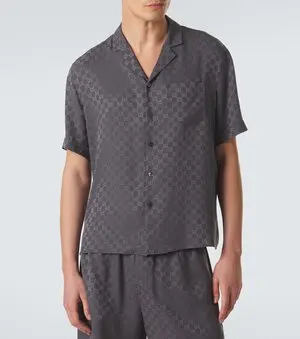 Gucci Gg Silk Jacquard Bowling Shirt - Grey