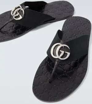 Gucci Riviera Double G Thong Sandals - Black