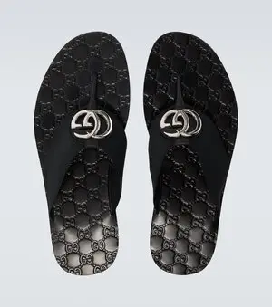 Gucci Riviera Double G Thong Sandals - Black