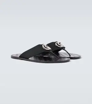 Gucci Riviera Double G Thong Sandals - Black