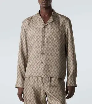 Gucci Gg Printed Silk Twill Shirt