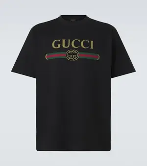 Gucci Logo Cotton And Silk Jersey T-shirt - Black