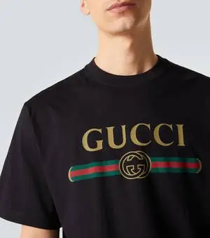 Gucci Logo Cotton And Silk Jersey T-shirt - Black