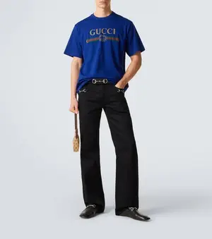Gucci Logo Cotton And Silk Jersey T-shirt - Blue