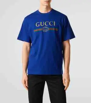 Gucci Logo Cotton And Silk Jersey T-shirt - Blue