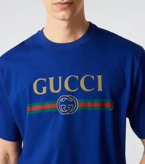 Gucci Logo Cotton And Silk Jersey T-shirt - Blue