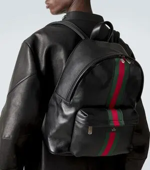 Gucci Web Stripe Leather Backpack