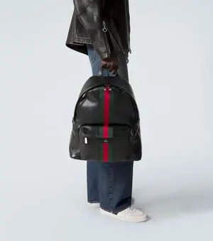 Gucci Web Stripe Leather Backpack