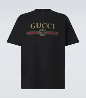Gucci Logo Cotton And Silk Jersey T-shirt - Black