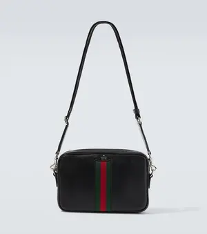 Gucci Web Trademark Small Leather Crossbody Bag - Black