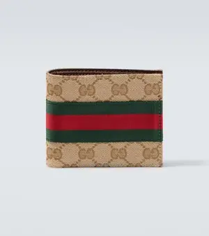 Gucci Gg Canvas Web Stripe Bifold Wallet - Beige