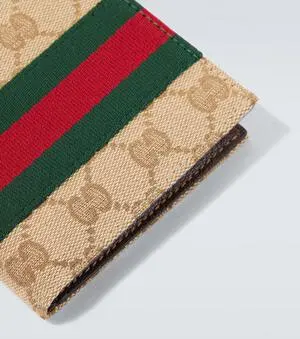 Gucci Gg Canvas Web Stripe Bifold Wallet - Beige
