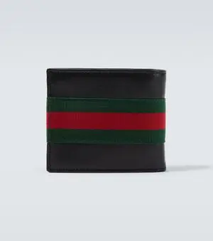 Gucci Web Trademark Leather Bifold Wallet