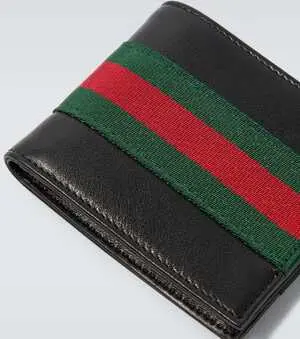 Gucci Web Trademark Leather Bifold Wallet