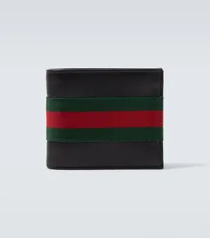 Gucci Web Trademark Leather Bifold Wallet - Black