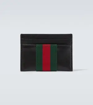 Gucci Web Trademark Leather Card Holder