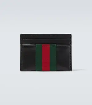 Gucci Web Trademark Leather Card Holder - Black