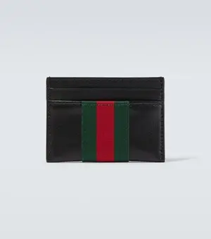 Gucci Web Trademark Leather Card Holder