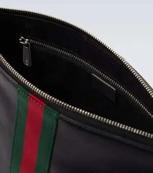 Gucci Web Trademark Leather Pouch