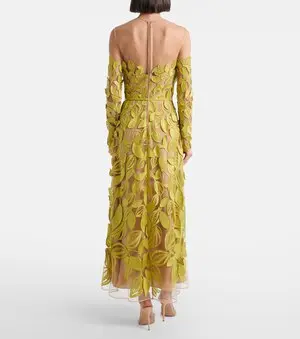 Elie Saab Embroidered Silk-blend Midi Dress