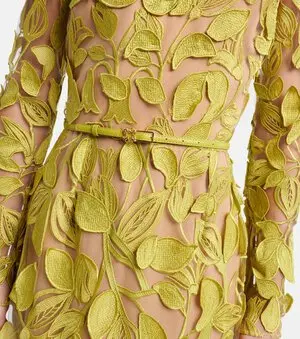Elie Saab Embroidered Silk-blend Midi Dress