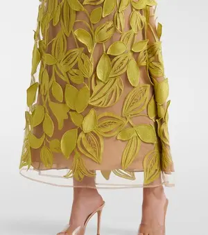 Elie Saab Embroidered Silk-blend Midi Dress