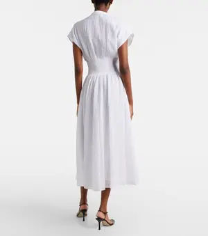 Tory Burch Linen And Cotton Midi Dress - White