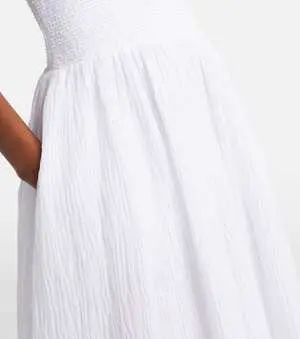Tory Burch Linen And Cotton Midi Dress - White