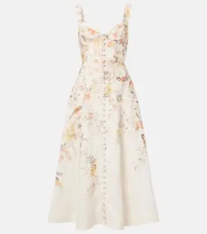 Zimmermann Luna Printed Linen Midi Dress - Multicoloured